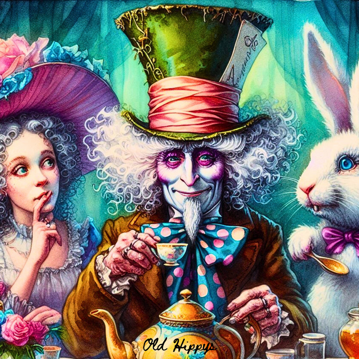 Alice and the Tea Party Digital AI Art by Old Hippy-4 picture set ...