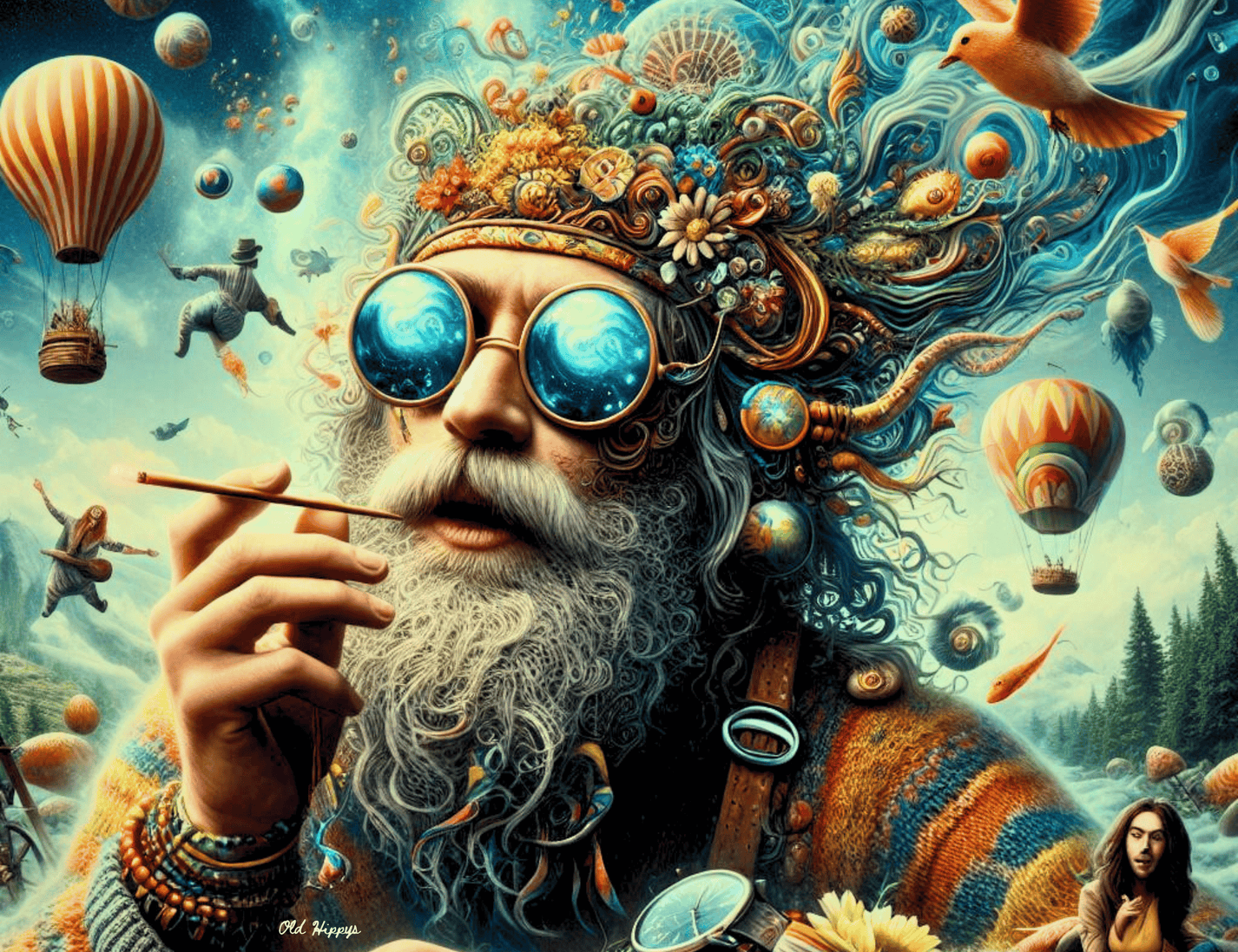 Day Tripping Hippie Digital Art by Old Hippy – Oldhippys